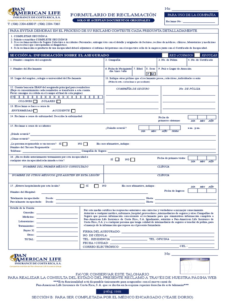 Palig - Formulario Solicitud Indemnización | PDF