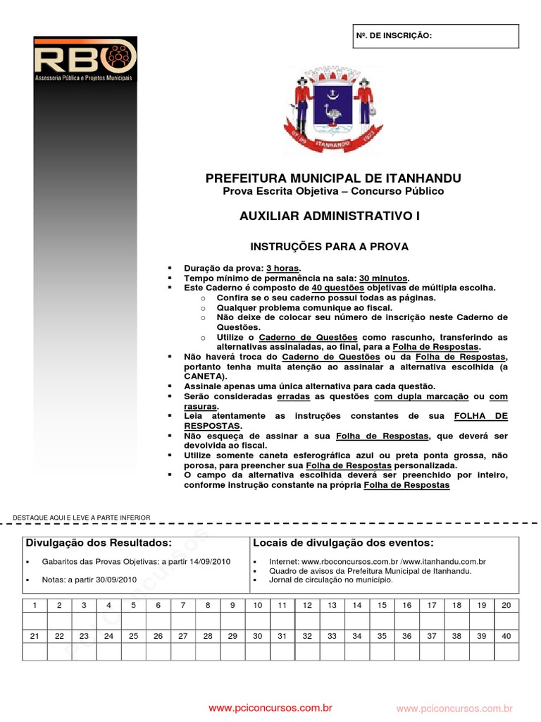 Prova Auxiliar Administrativo I | PDF | Microsoft Windows | Rede local