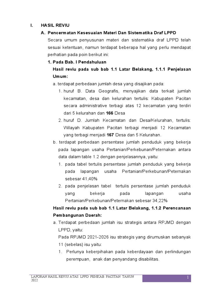 Reviu LPPD Pemkab Pacitan 2022: Temuan dan Rekomendasi | PDF