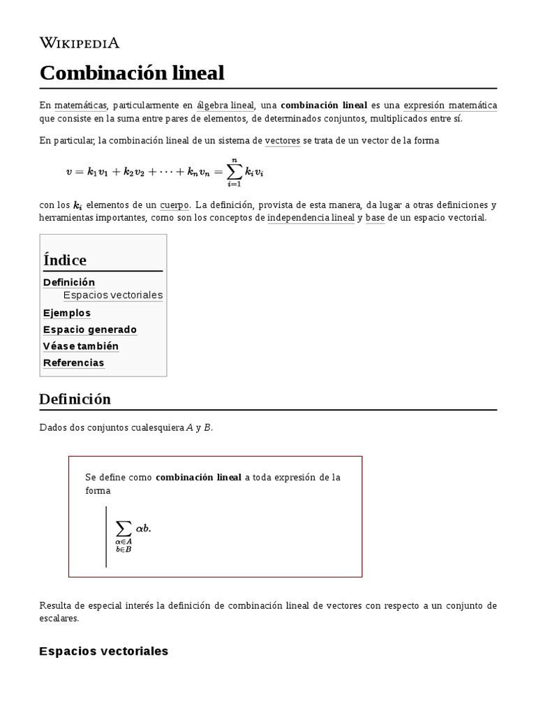 Combinación Lineal | PDF | Espacio vectorial | Vector Euclidiano