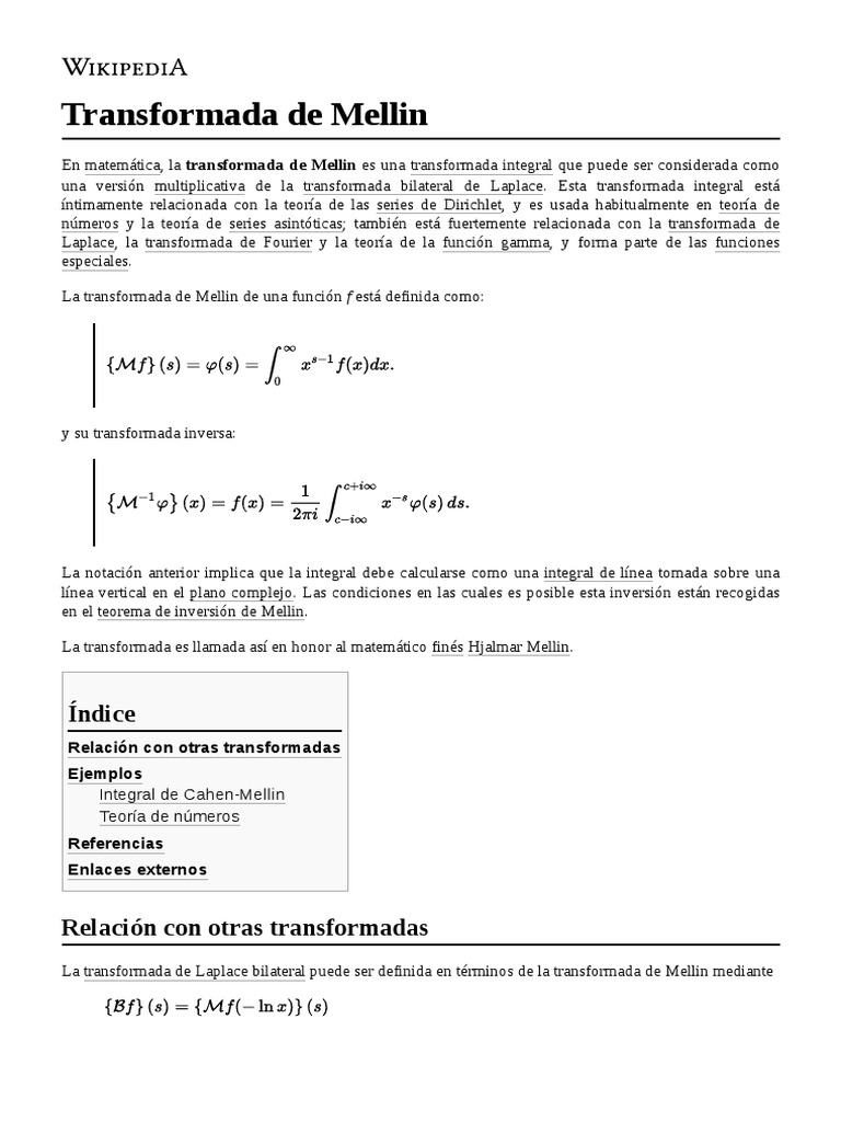 Transformada de Mellin | PDF | Análisis matemático | Funciones y mapeos