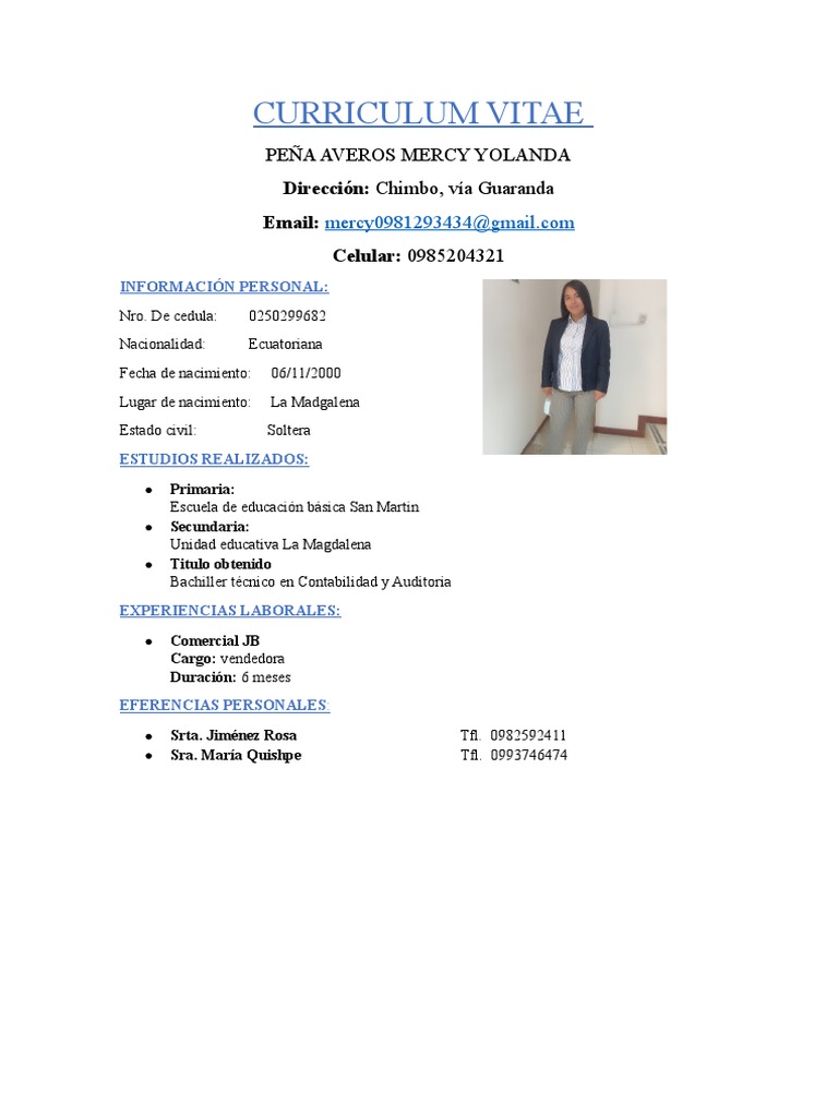 CURRICULUM VITAE Mercy | PDF