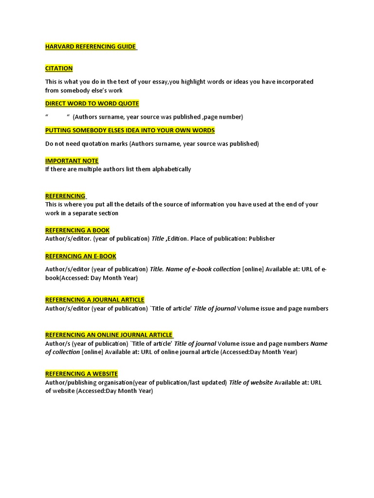 Harvard Referencing Guide | PDF