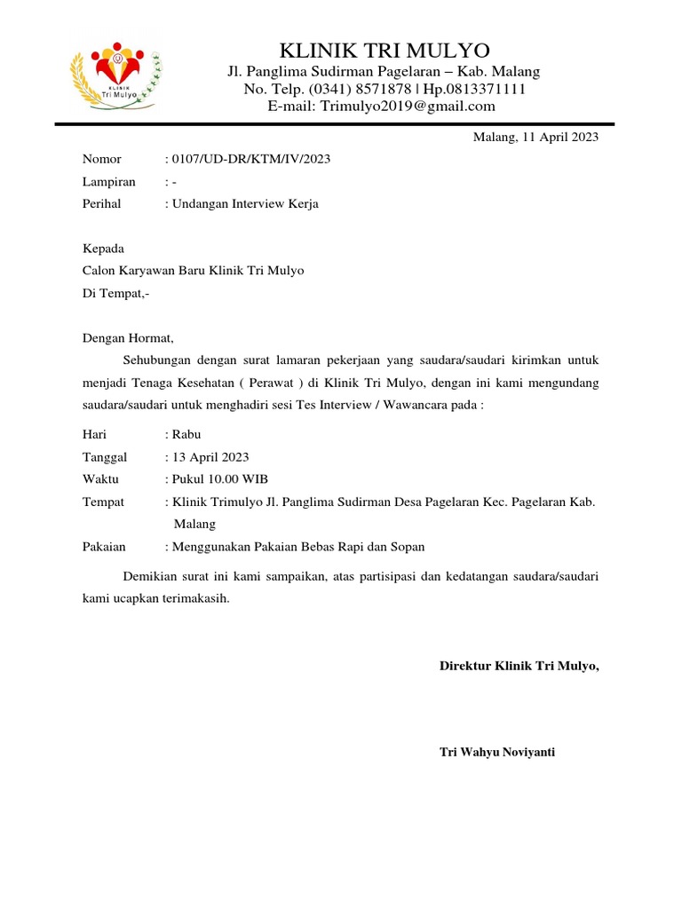 Undangan Interview 1 | PDF | Sains & Matematika