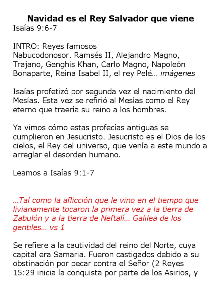 Navidad Es El Rey de Reyes Que Viene | PDF | Jesús | Isaias