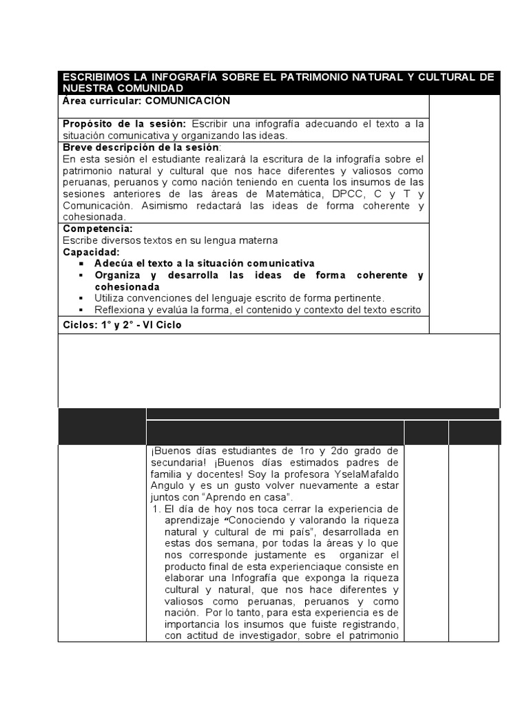 Guion Secund 1°-2° Comun. Sesión 14 | PDF | Infografia | Información