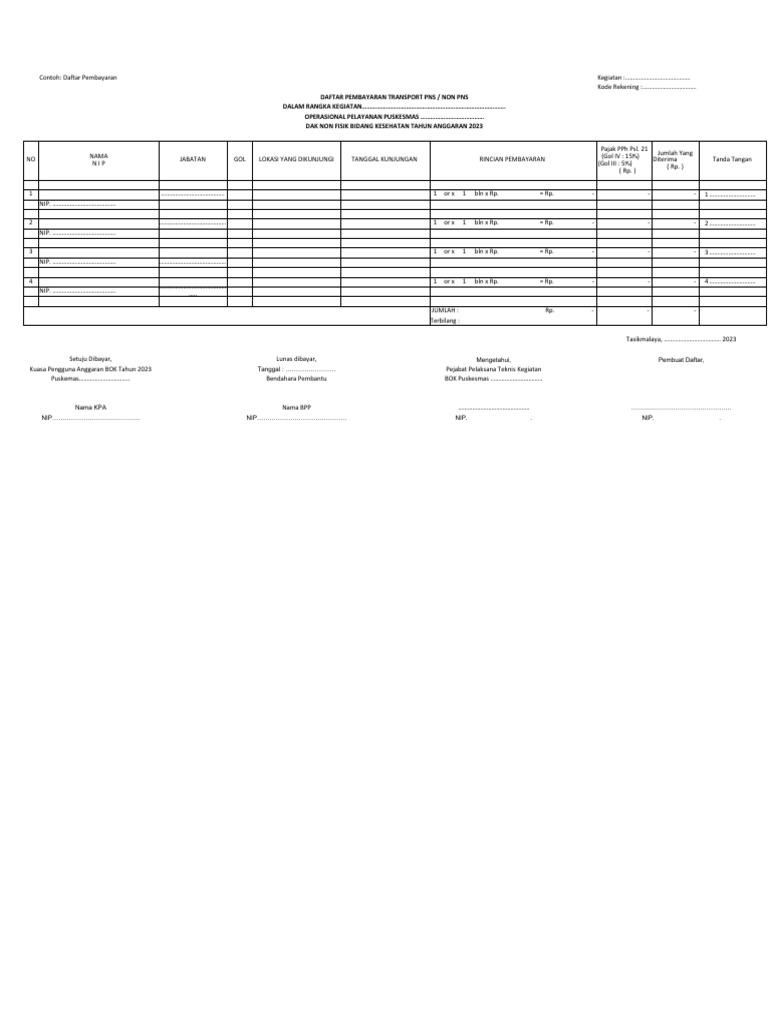 FORMAT Daftar Pembayaran | PDF