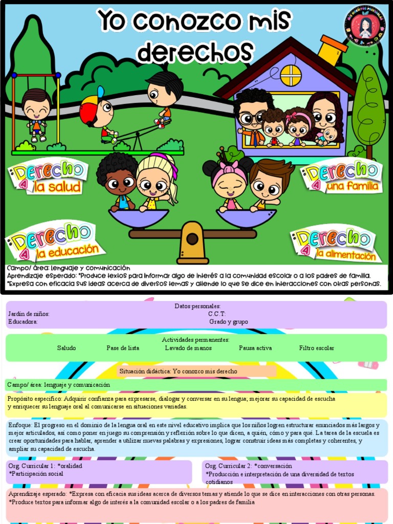 PLAN_YO_CONOZCO_MIS_DERECHOS_•MIS_DISEÑITOS_PREESCOLAR• | PDF