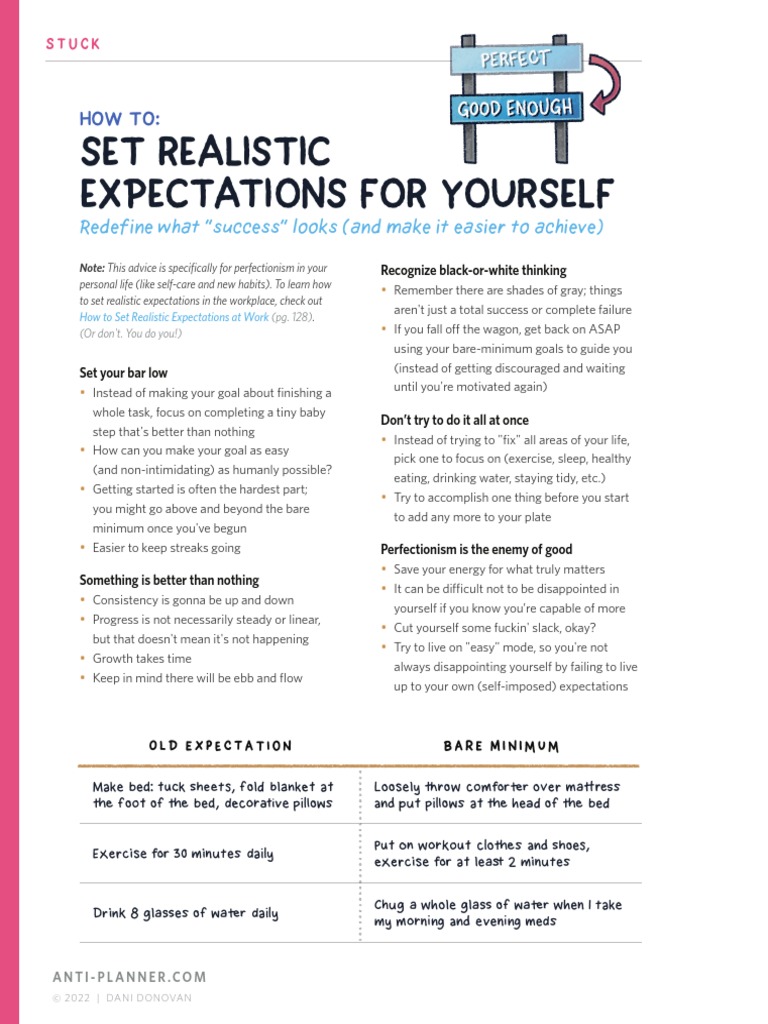 1.3 Perfectionistic Set Realistic Expectations Self | PDF | Bed ...