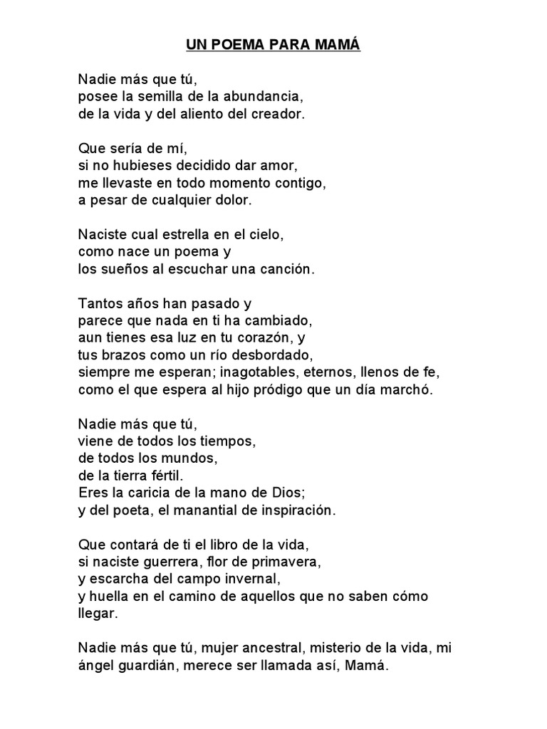 Poema para Mamá: Amor y Gratitud | PDF