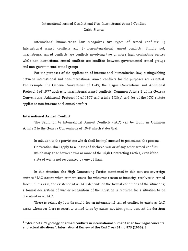 Types of Armed Conflicts in IHL | PDF | Geneva Conventions ...