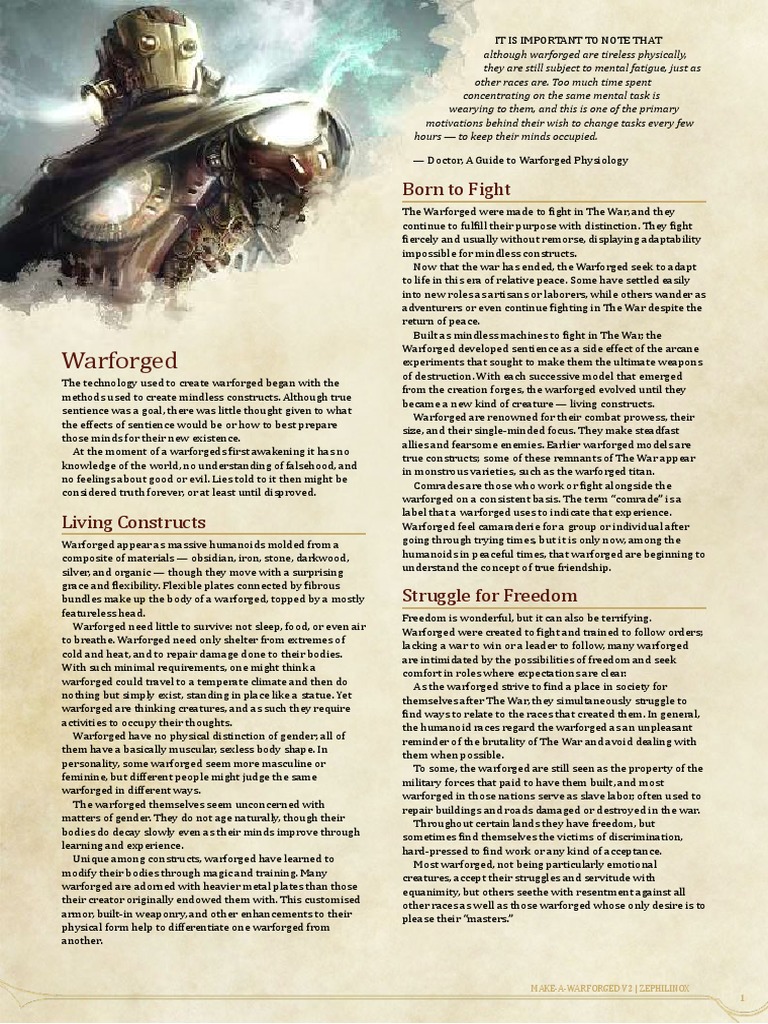 Warforged | PDF | Light | Dungeons & Dragons
