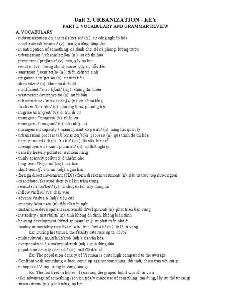 BT Anh 12 Thí Điểm Unit 2 - KEY | PDF