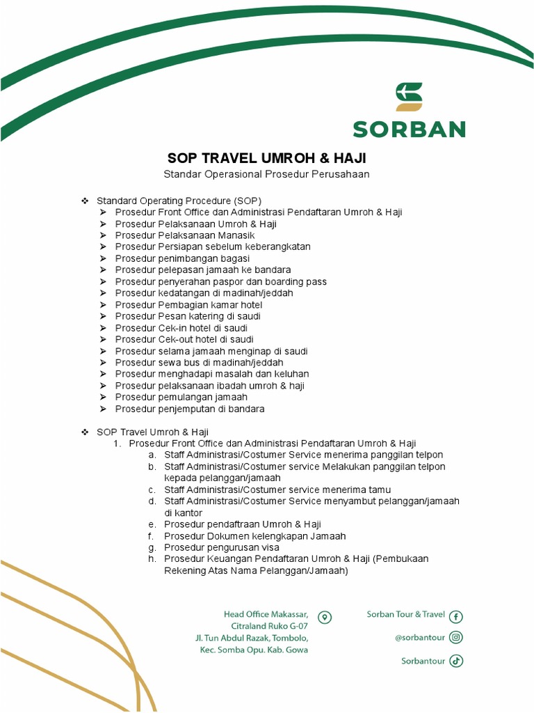 Paket Sop Travel Haji & Umroh | PDF