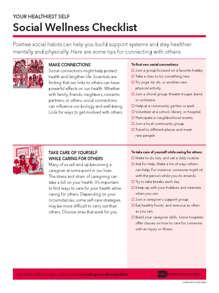 Social Wellness Checklist 2 | PDF