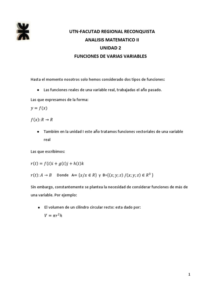 Funciones de Varias Variables | PDF