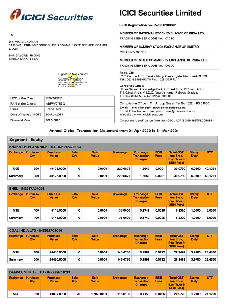AnnualGlobalTransactionStatement-2020-2021_SUMMARY | PDF | Service ...
