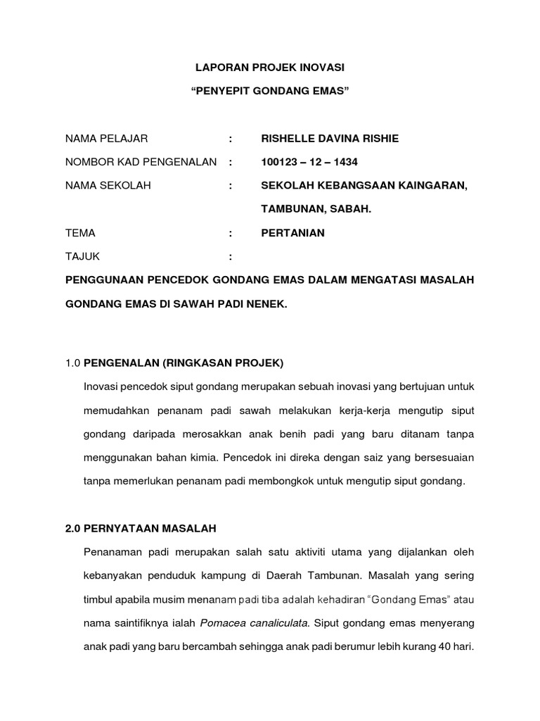 Inovasi Pencedok Siput Gondang Emas | PDF | Teknologi & Rekayasa