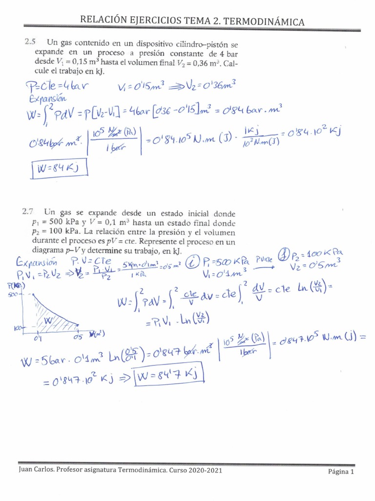 Ejercicios Clase t2 Termodinámica | PDF