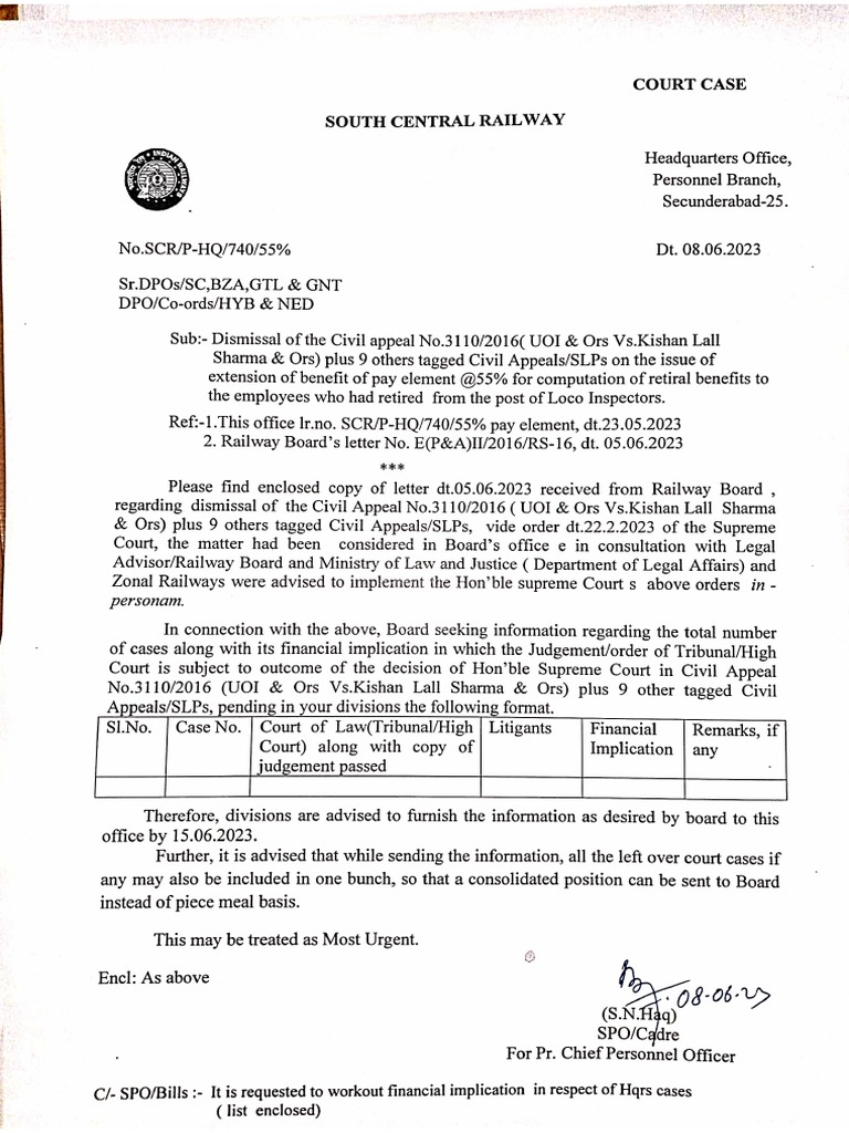 letter to divisions - court cases | PDF