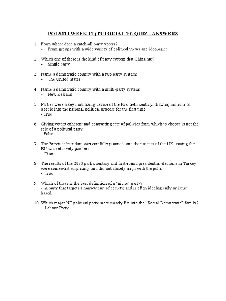 Pols114 Week 11 Quiz | PDF