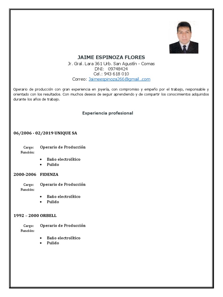 CV Jaime Espinoza | PDF
