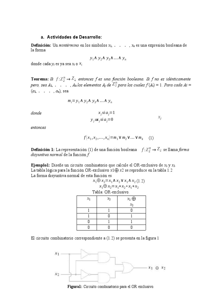 Funciones Booleanas | PDF | Álgebra de Boole | Enseñanza de matemática