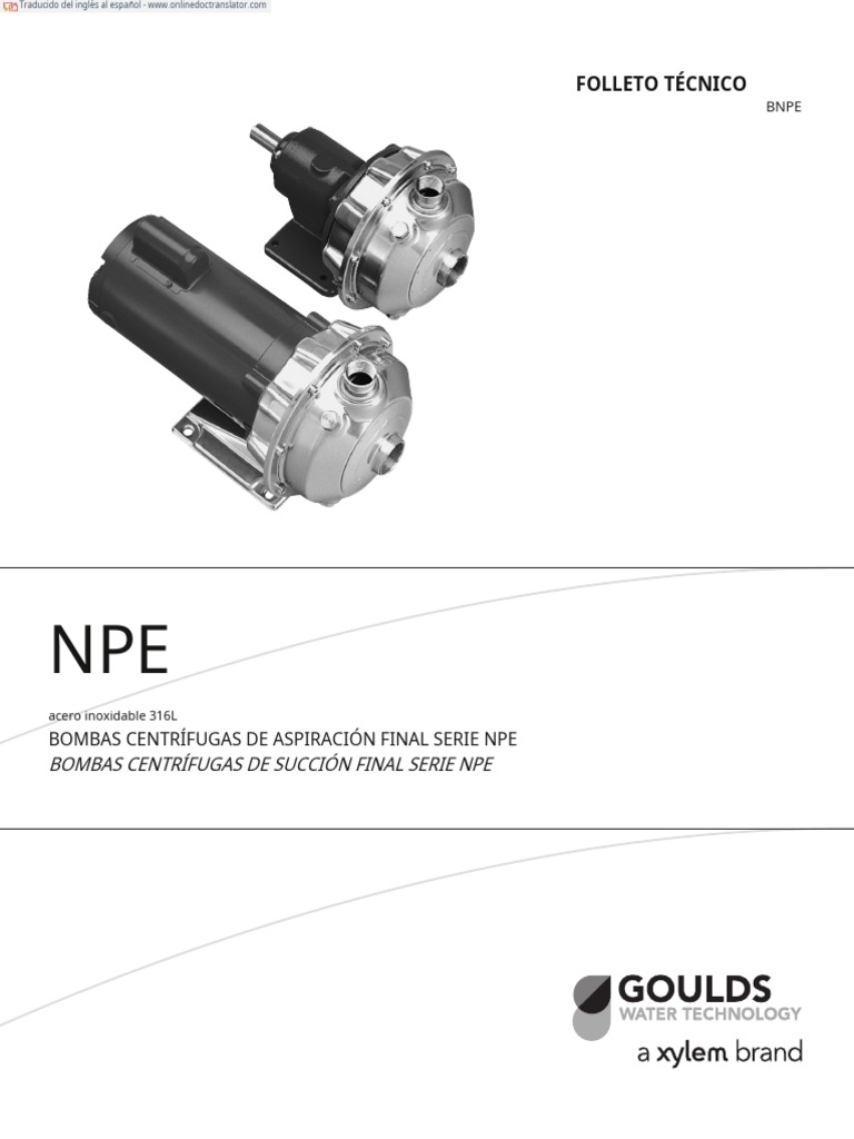 BombasGoulds - NPE Technical Brochure - En.es | PDF | Rodamiento ...