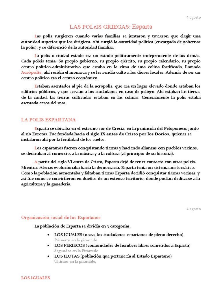 Historia - Esparta | PDF | Esparta | Antigua Grecia