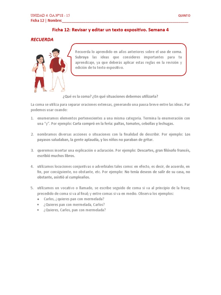 15 fERBf3T3 Ficha 12. Revisar y Editar Un Texto Expositivo | PDF