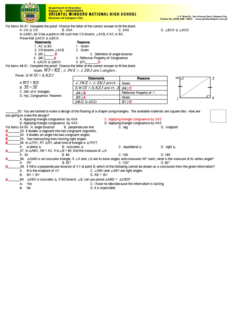 Summative No.3 Q3 | PDF | Geometry | Elementary Mathematics
