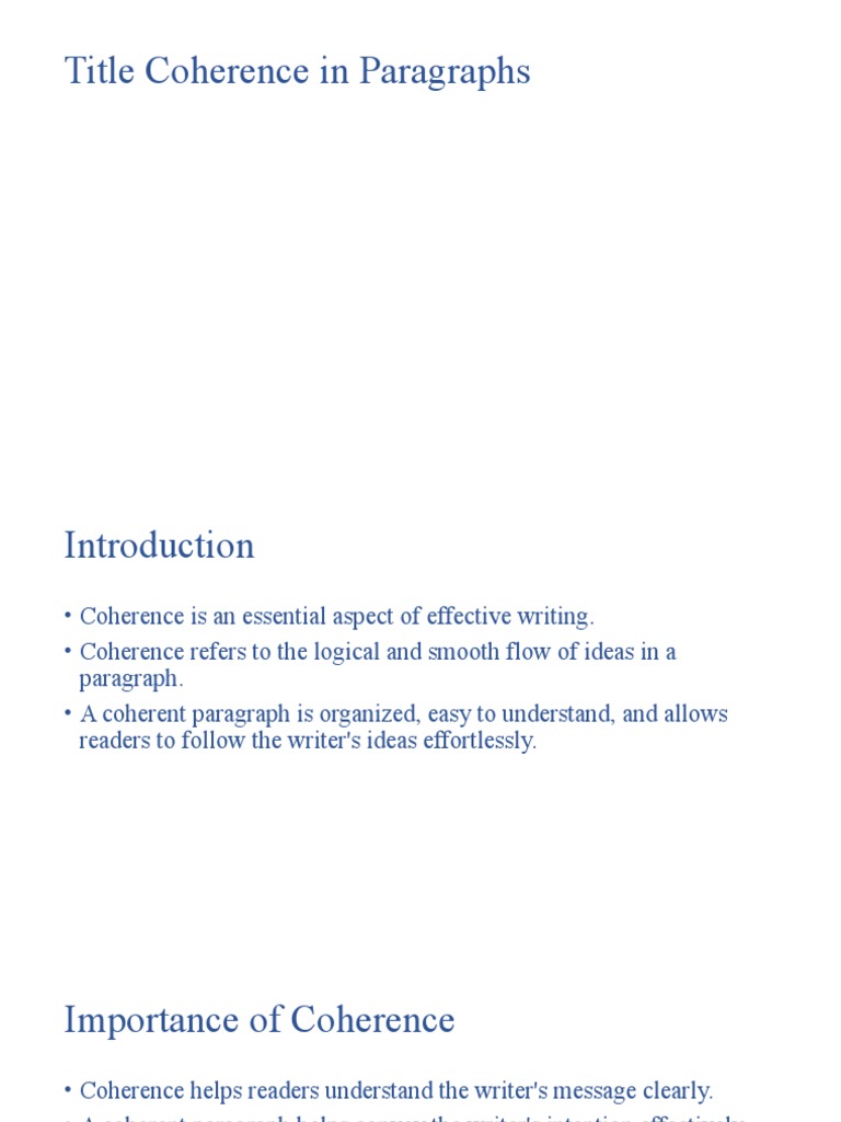Title Coherence in Paragraphs | PDF