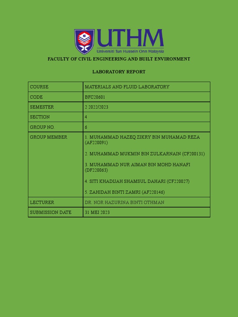 Lab Report Concrete Mix Design & Slump Test | PDF