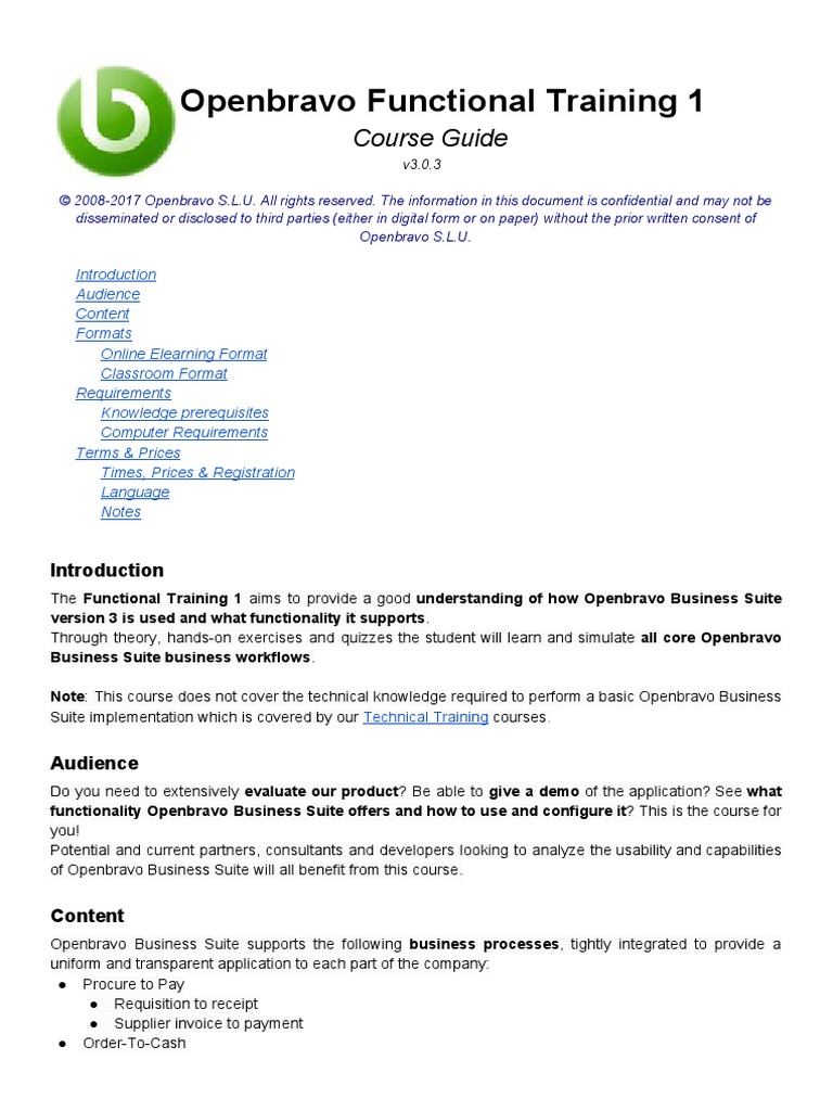 Openbravo Ft1 Course Guide | PDF