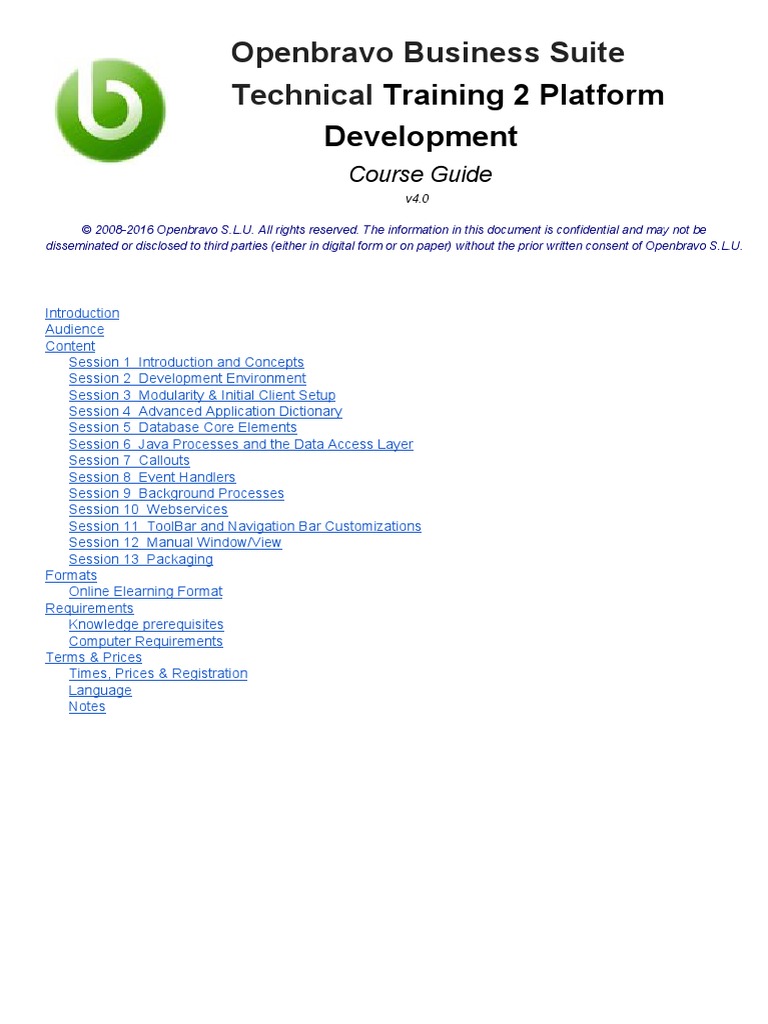 Openbravo Obtt2 Platform Course Guide | PDF | Databases | Educational ...