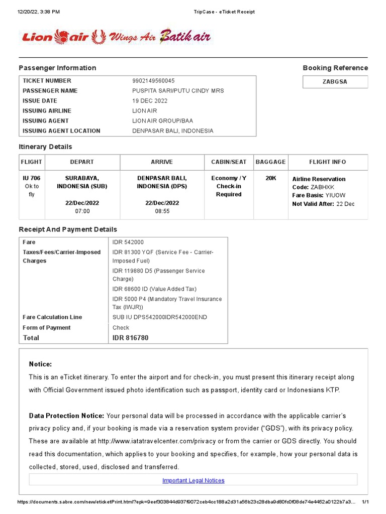 Passenger Information Booking Reference | Download Free PDF | Identity ...