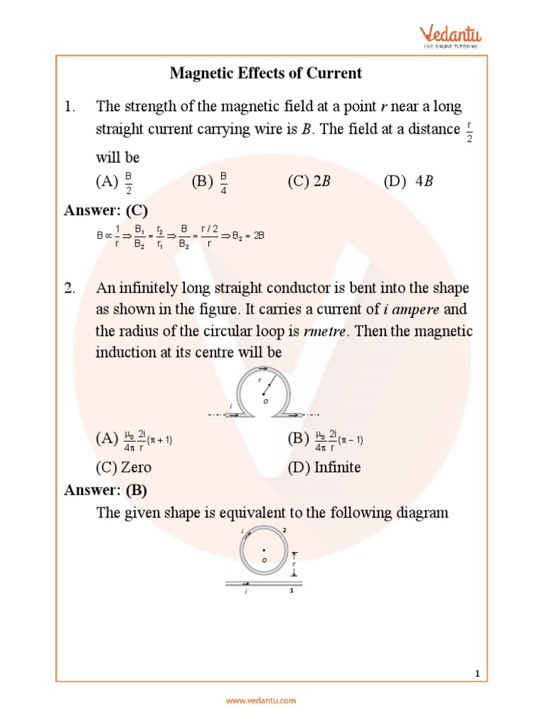 NEET Magnetic Effects of Current Important Questions | PDF | Magnetic Field | Ferromagnetism