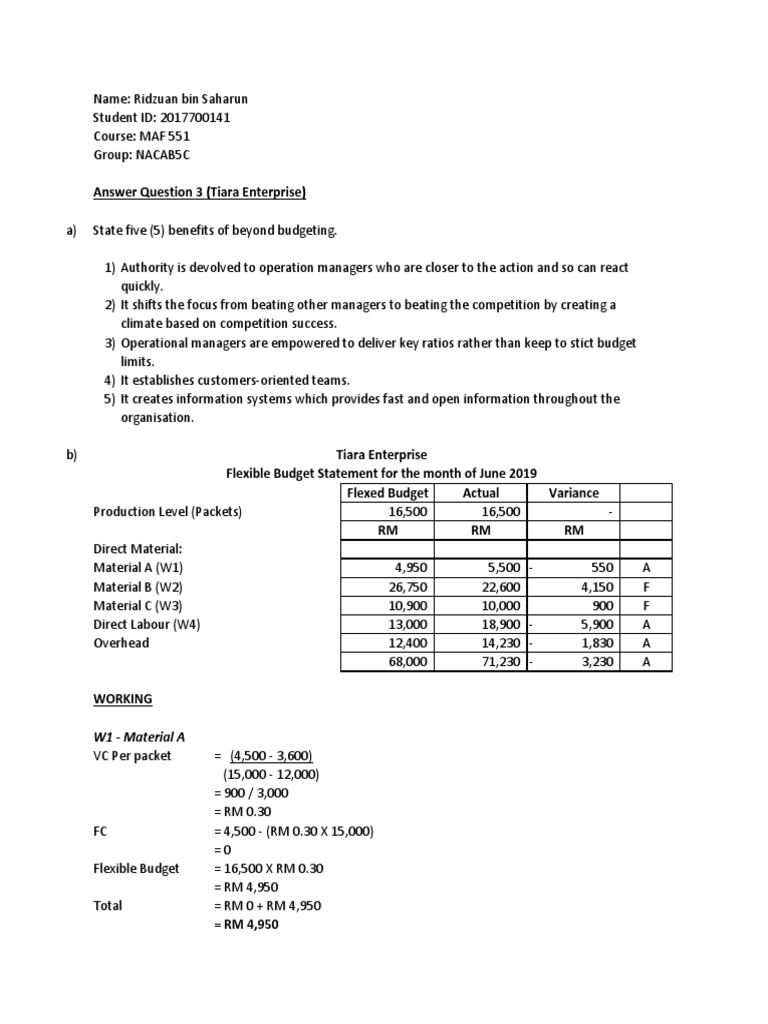 Maf 551 Exercise 2 Answer Question 3 Tiara Enterprise Ridzuan 