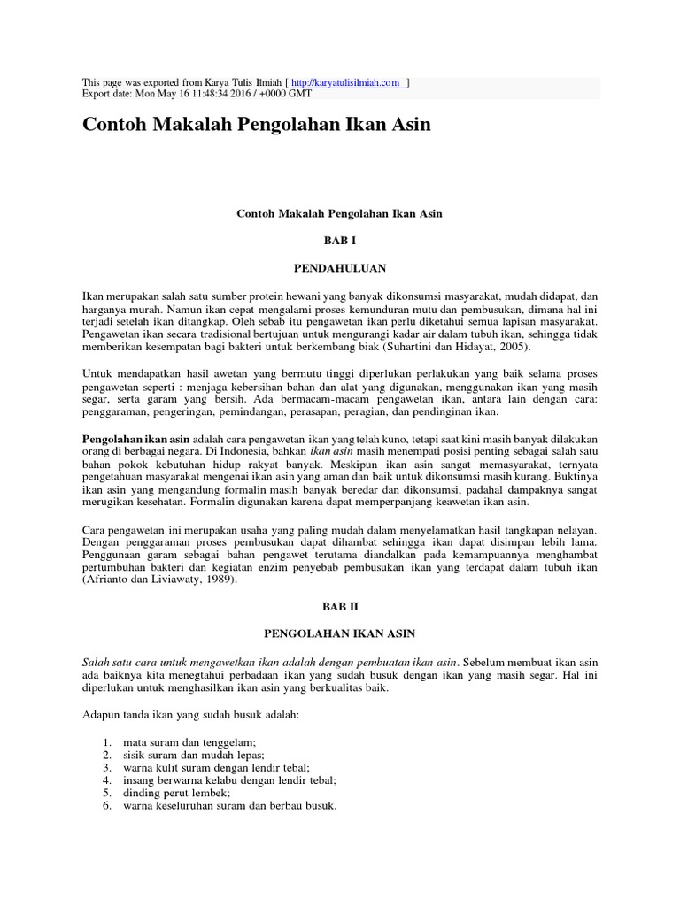 Contoh Makalah Pengolahan Ikan Asin | PDF