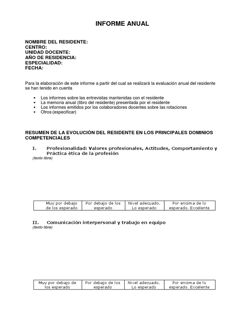 Modelo Informe Anual Del Tutor | PDF | Ciencia cognitiva | Cognición