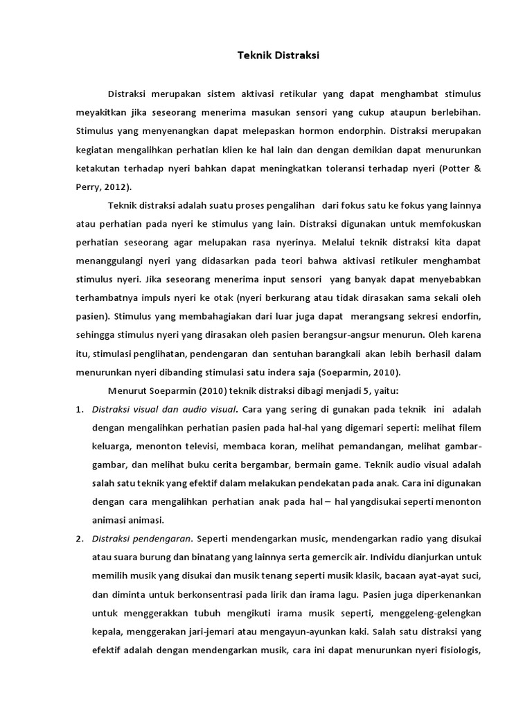 Konsep Teori Distraksi Dan Relaksasi Nafas Dalam | PDF