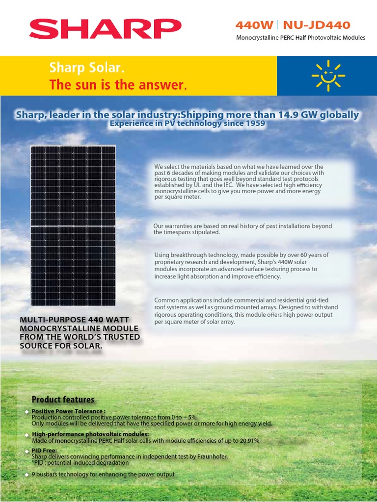 SHARP NU-JD440 Monocrystalline Module | PDF