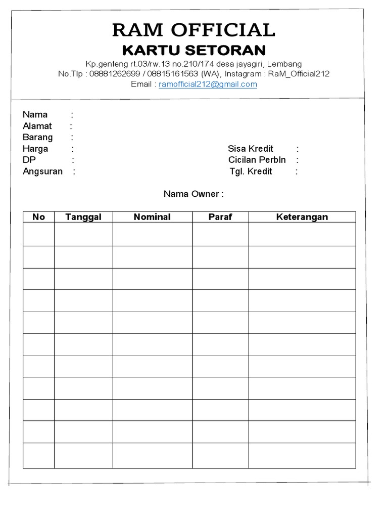 Kartu Setoran 2 | PDF