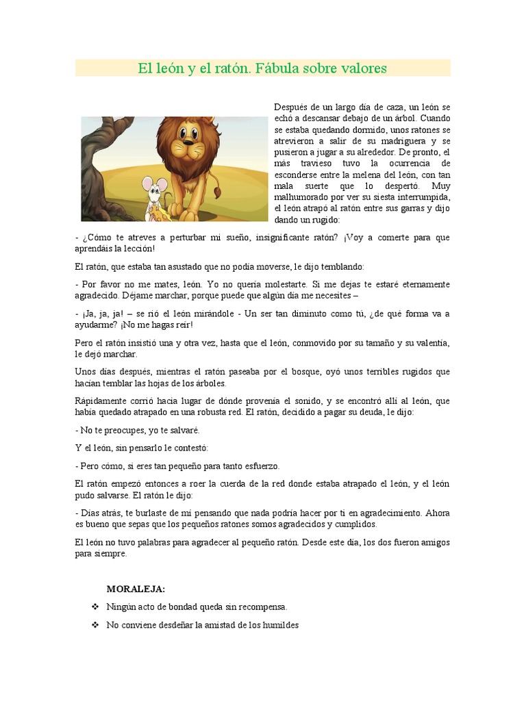 El León y El Ratón | PDF | León