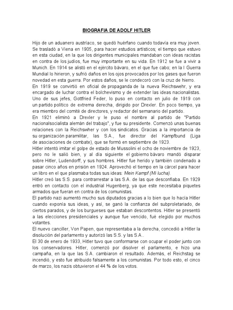 Biografía de Adolf Hitler | PDF | Adolf Hitler | Alemania nazi