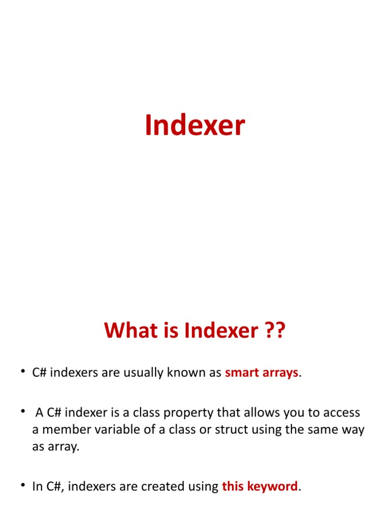 Indexer Pdf C Sharp Programming Language Class Computer