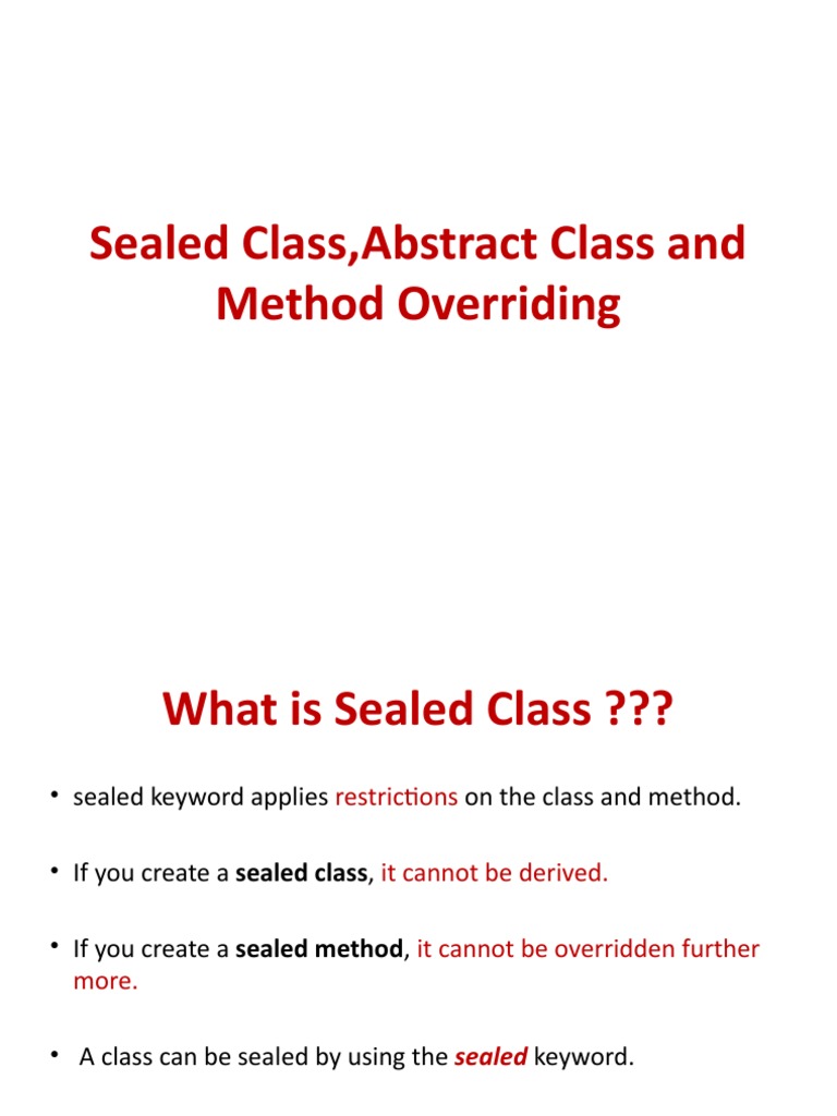 Sealed Class Pdf Method Computer Programming Inheritance Object Oriented Programming