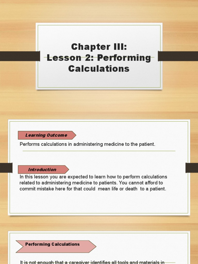 EPP Performing Calculations | PDF | Dose (Biochemistry) | Chemistry