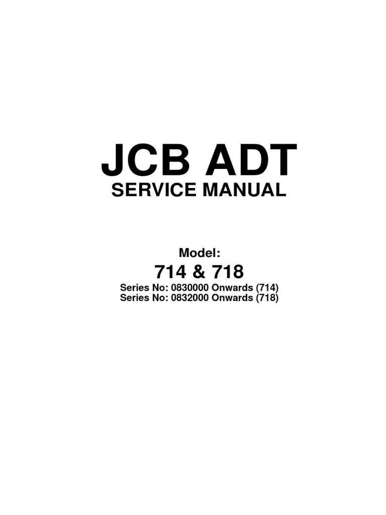 JCB Adt: Service Manual | PDF | Leak | Screw