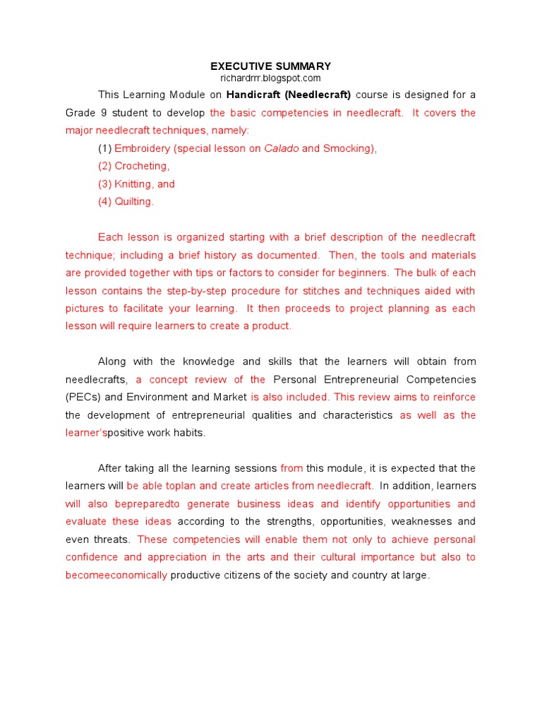 Module in TLE 9 (Handicraft) | PDF